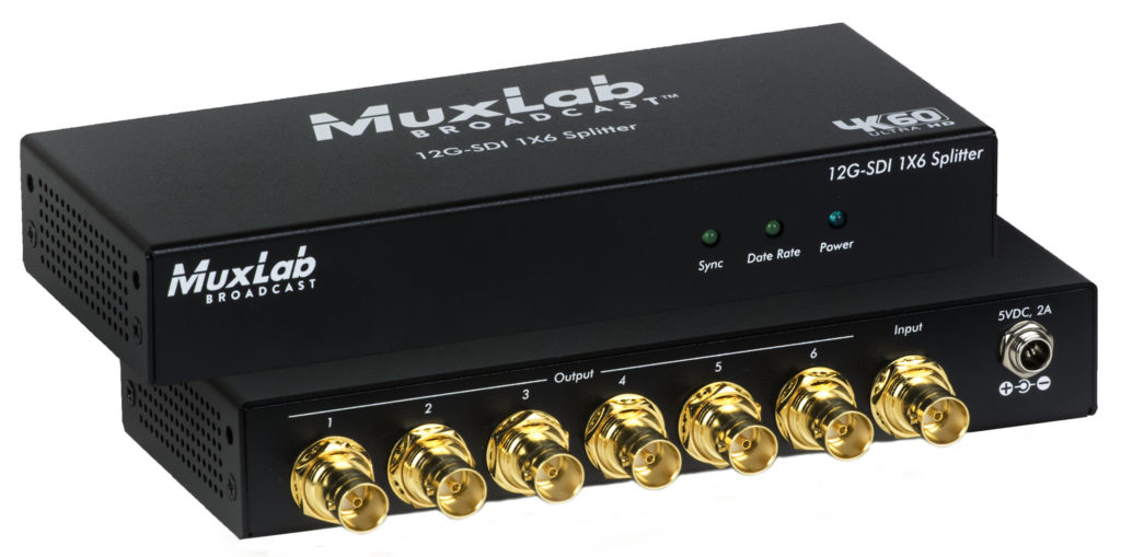 12G-SDI 1x6 Splitter, 4K60 - Muxlab