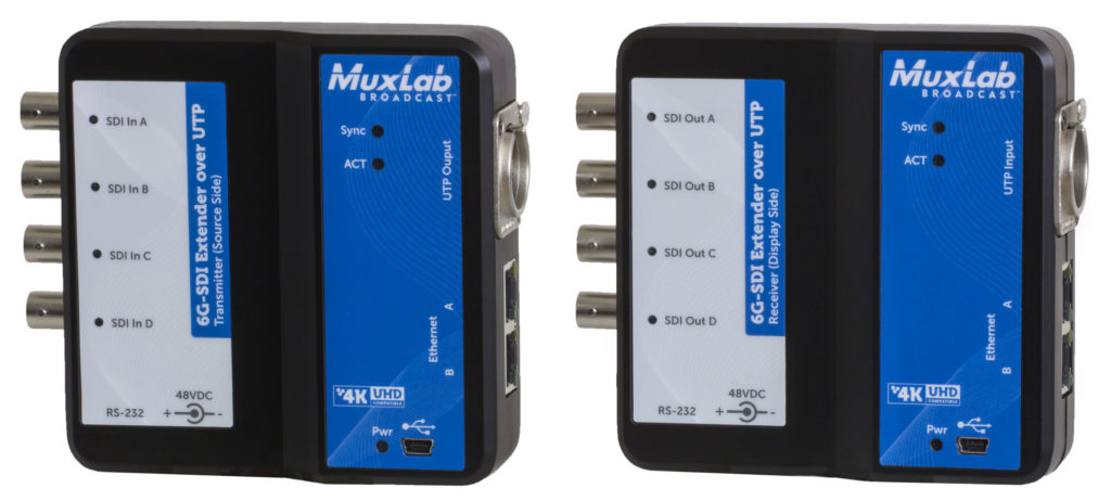 6G-SDI Extender Over UTP with Ethernet - Muxlab
