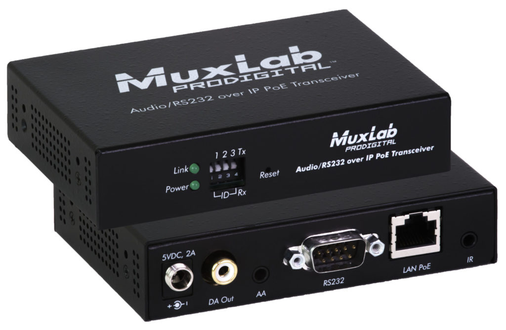 AUDIO / RS232 over IP PoE Transceiver - Muxlab