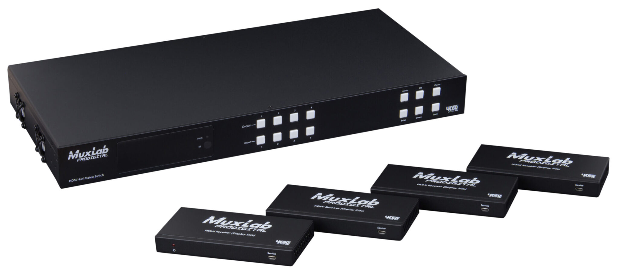 HDMI 4X4 Matrix SWX Kit, HDBT, PoC, 4K/60 - Muxlab